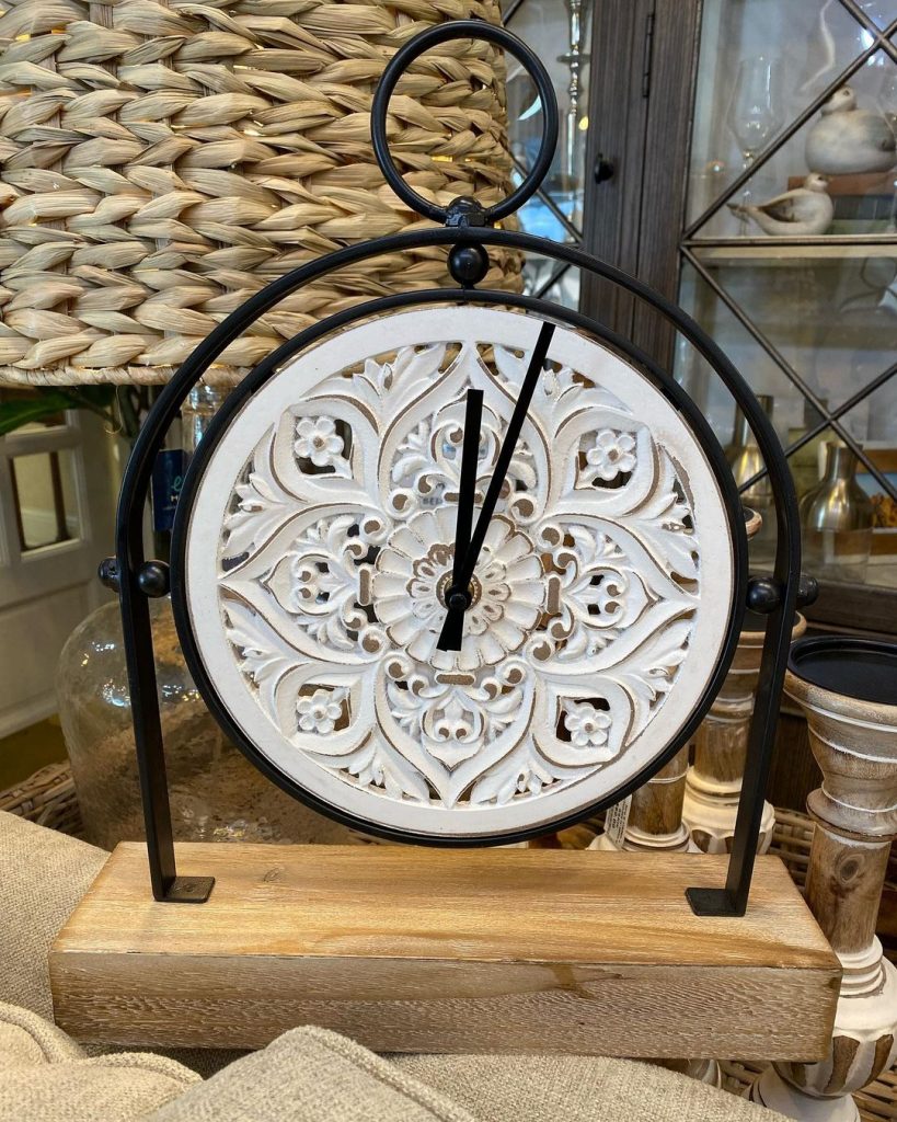 Our beautiful new wood and iron clock reflects a look of rustic luxury ...